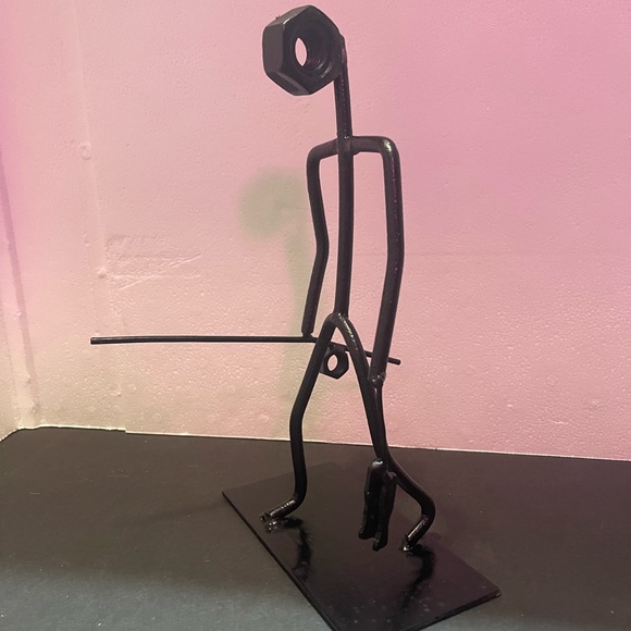 Hand Crafted | Art | Fisherman Angler Metal Bolt Figurine Upcycled Art ...